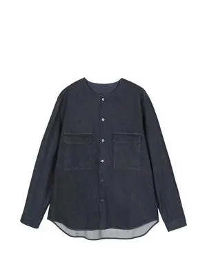 CROQUIS Crew-neck Flap-pocket Shirt - Blue
