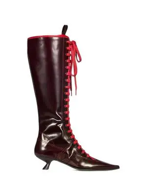 Marni Lace-up Pointed-toe Boots - Red