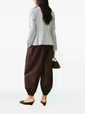 LESS Wrap-collar Peplum-hem Shirt