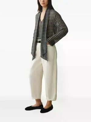 LESS Plaid Scarf-tie Blouse
