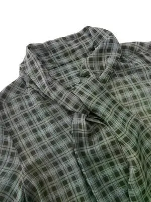 LESS Plaid Scarf-tie Blouse