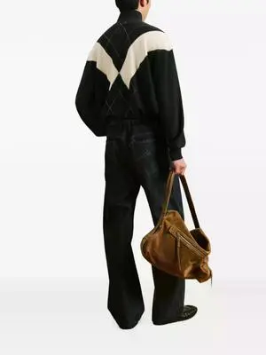 CROQUIS Argyle-jacquard Half-zip Sweater