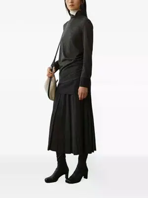 LESS Pleated A-line Midi Skirt - Grey