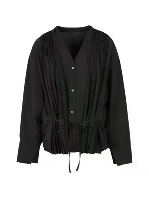 LESS Pleated Dolman-sleeve Shirt - Black