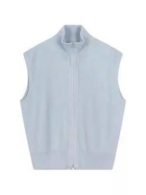 CROQUIS Zip-up Ribbed-knit Vest - Blue