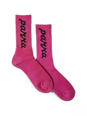 PARRA Lowercase Scriptlogo-jacquard Ankle Socks - Pink