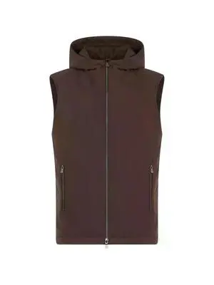 Fedeli Hooded Zip-up Gilet - Brown