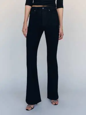 REFORMATION Taya Super Stretch High Rise Flare Long Jeans - Black