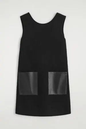 Cos Leather-patch Boiled-wool Mini Dress