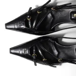 Miu Miu Croco-print Slingback Pumps