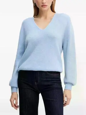 MORGAN V-neck Long-sleeved Sweater - Blue