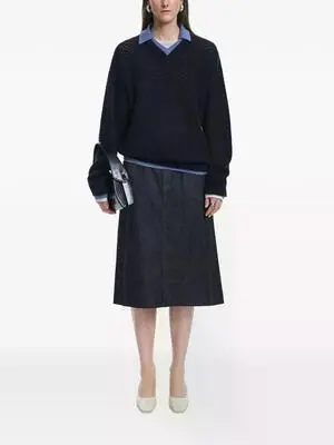 JNBY Pointelle-knit V-neck Sweater - Blue