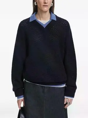 JNBY Pointelle-knit V-neck Sweater