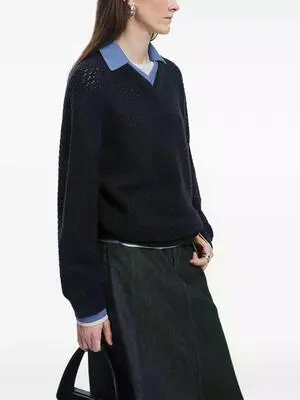 JNBY Pointelle-knit V-neck Sweater