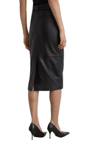 REISS Neriah Leather Midi Skirt