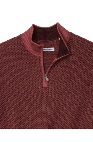 Tommy Bahama Coolside Clear Water Half Zip Sweater - Maroon