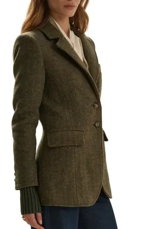 FAVORITE DAUGHTER The City Herringbone Wool Blend Blazer