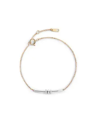 ANA LUISA Solid Yellow Golddiamond Links Bar Bracelet - Two-tone