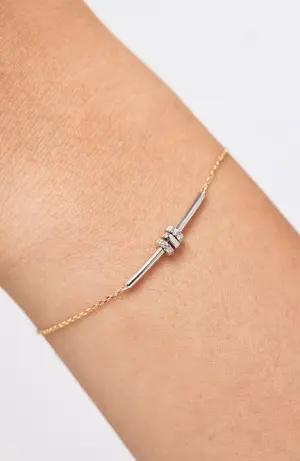 ANA LUISA Solid Yellow Golddiamond Links Bar Bracelet