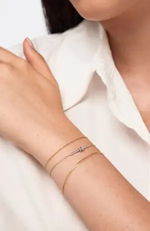 ANA LUISA Solid Yellow Golddiamond Links Bar Bracelet
