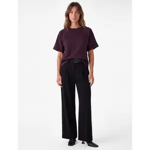 Koton Regular Fit Cotton Blend Short Reglan Sleeve Crew Neck Tee - Plum