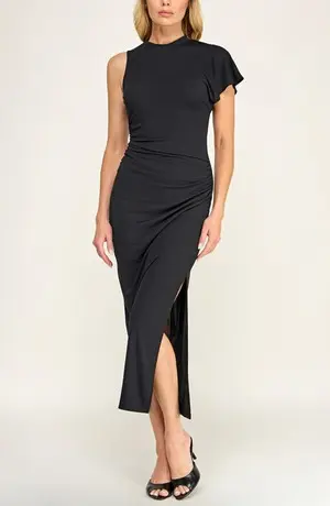 SOCIALITE Ruched Asymmetric Maxi Dress