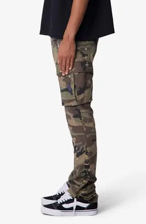 Mnml Paint Splatter Print Cotton Cargo Pants