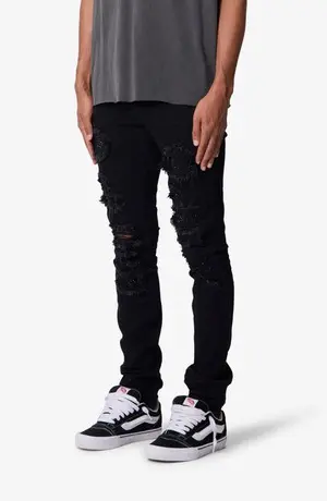 Mnml Rhinestone Detail Ripped & Distressed Skinny Jeans