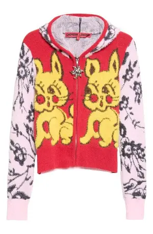 CHOPOVA LOWENA Squizzle Bun Bun Cardigan - Red Multi