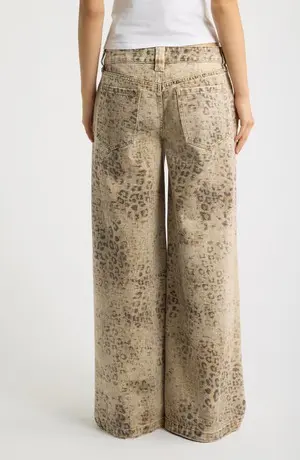 FADE OUT LOUD Print Wide Leg Jeans