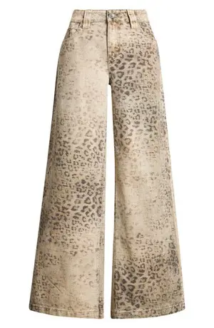 FADE OUT LOUD Print Wide Leg Jeans