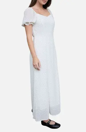 BLU PEPPER Print Puff Sleeve Maxi Dress - Cream