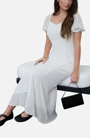 BLU PEPPER Print Puff Sleeve Maxi Dress - Cream