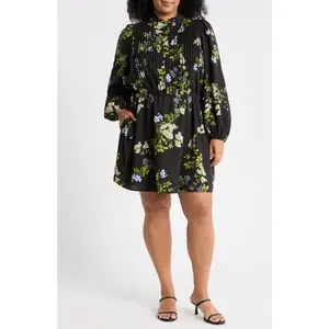 SUGARLIPS Marie Pleated Long Sleeve Minidress