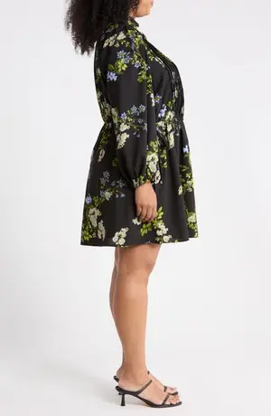 SUGARLIPS Marie Pleated Long Sleeve Minidress
