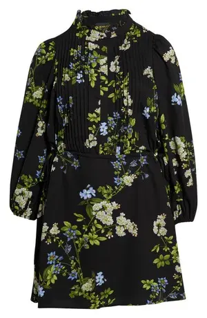SUGARLIPS Marie Pleated Long Sleeve Minidress