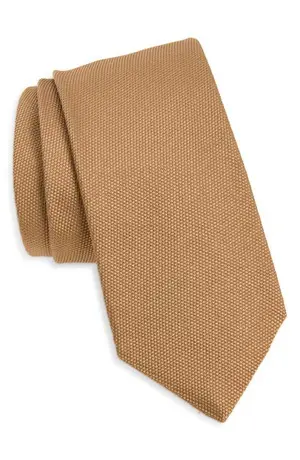 BOSS Solid Silk Tie - Medium Beige