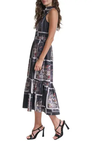 Karl Lagerfeld Paris Paris Print Twill Midi Dress