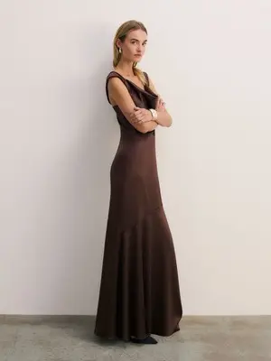 The Fold Cowl Neck Fit Flare Evening Gown