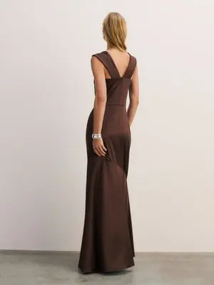 The Fold Cowl Neck Fit Flare Evening Gown