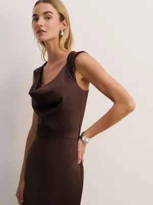The Fold Cowl Neck Fit Flare Evening Gown