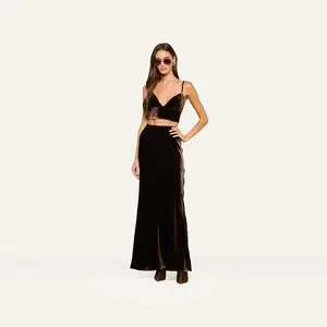 L'Agence Zeta Velvet Maxi Skirt