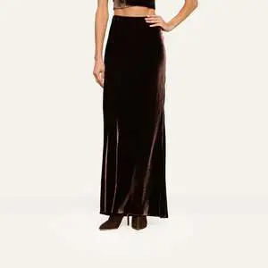 L'Agence Zeta Velvet Maxi Skirt