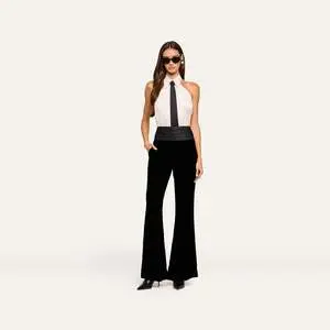 L'Agence Wren Neck-tie Top - White/black