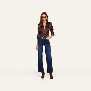 L'Agence Tyler Silk Blouse Top - Dark Java