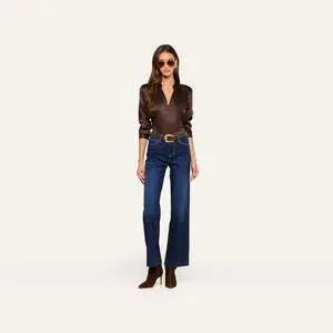 L'Agence Tyler Silk Blouse Top - Dark Java