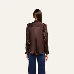 L'Agence Tyler Silk Blouse Top - Dark Java