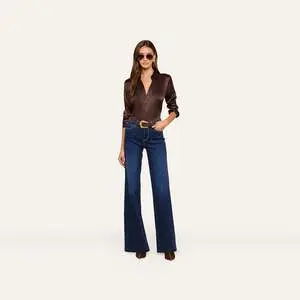 L'Agence Tyler Silk Blouse Top - Dark Java