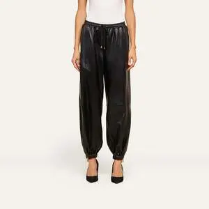 L'Agence Mariko Leather Jogger Pants - Black