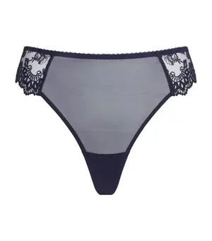 Simone Perele Lace Passion Tanga Briefs - Blue